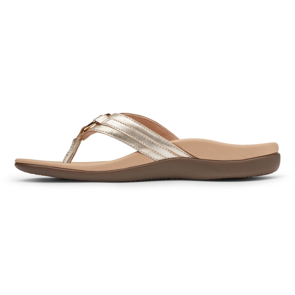 Tide Aloe Toe Post Sandale Vionic Cuir Champagne [VIONICFR1377 ...