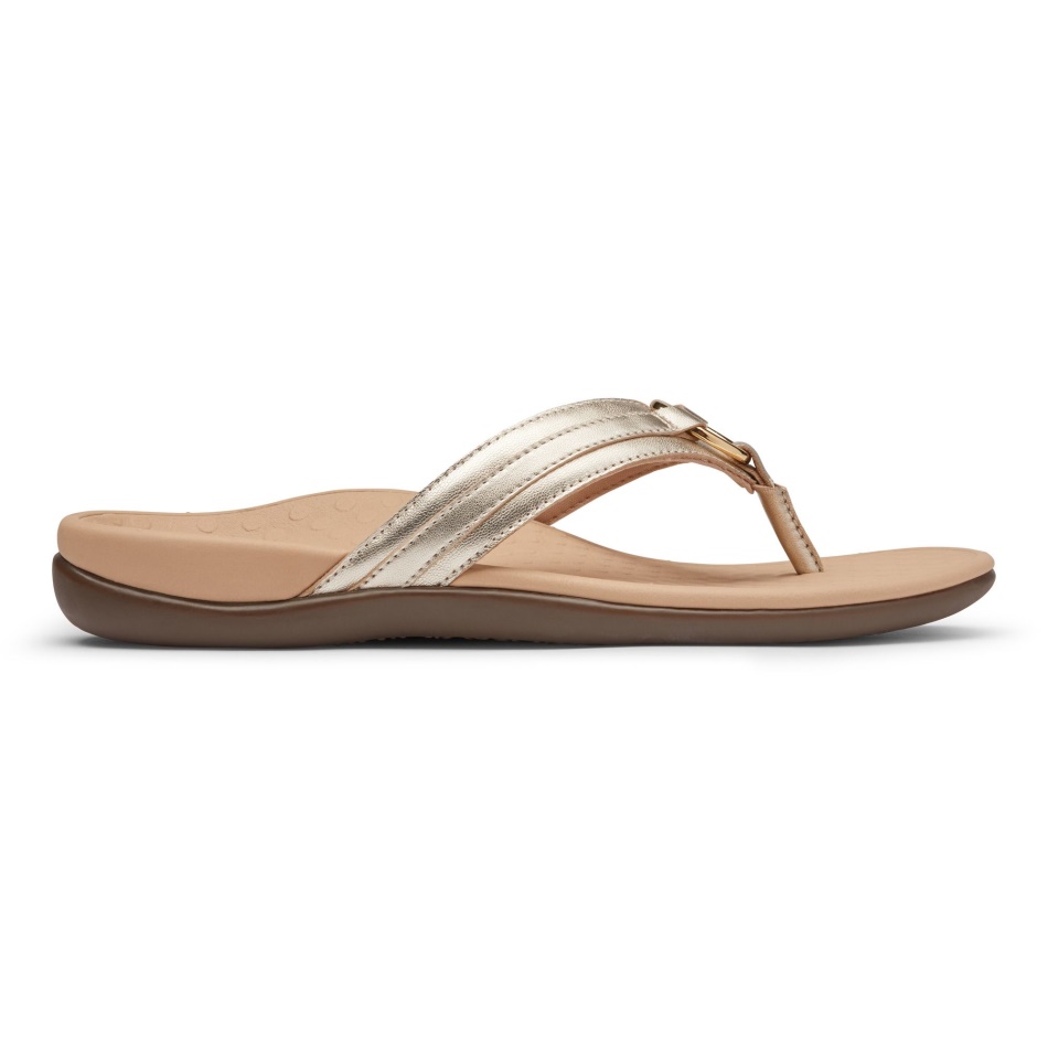 Tide Aloe Toe Post Sandale Vionic Cuir Champagne [VIONICFR1377 ...