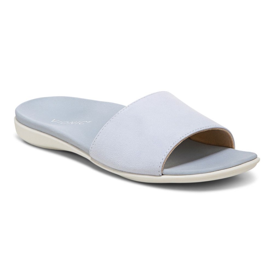 Vionic Val Slide Sandale Bleu Brume [VIONICFR614] : Chaussures de ...